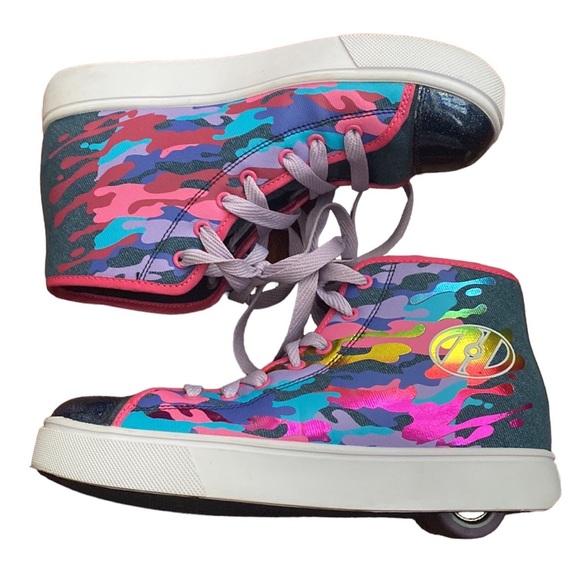 Heelys | Shoes | Midstyle Heelys Veloz Denim Multi Rainbow Sneakers ...